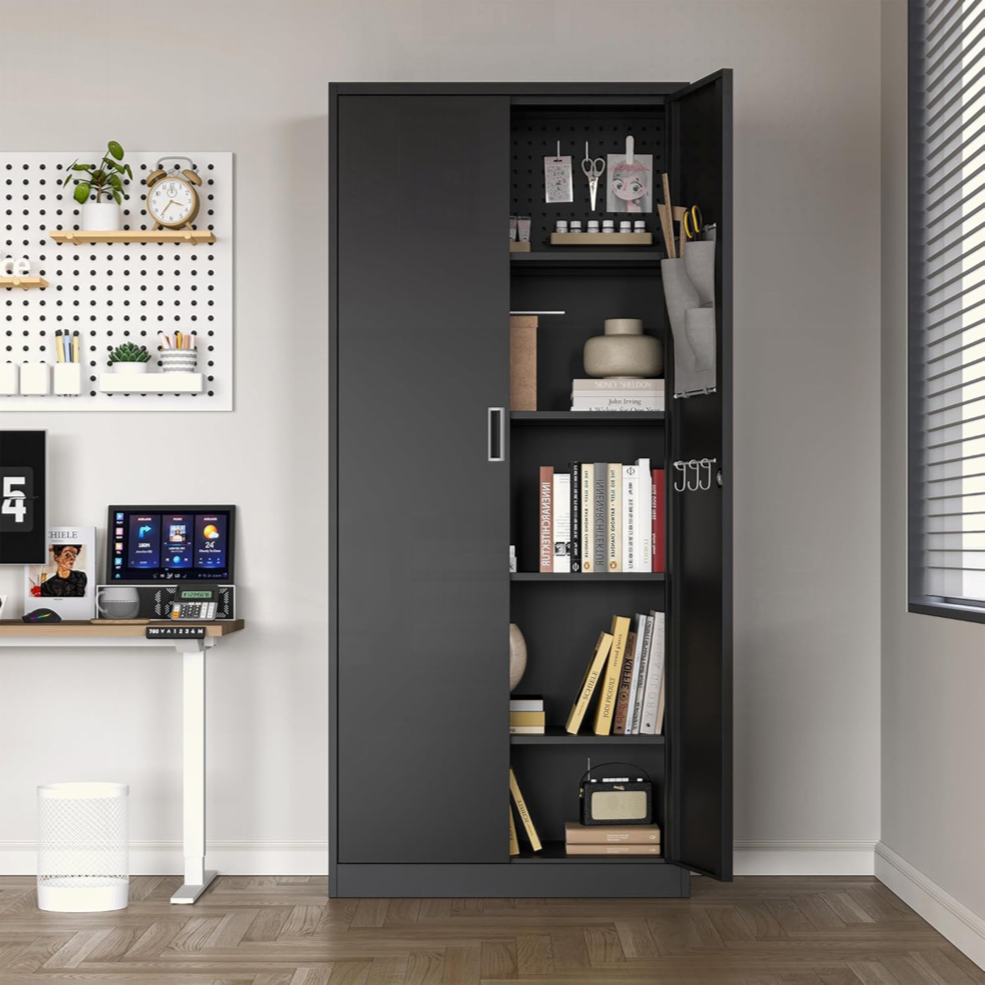 Ivy Bronx Modern Metal 6-Tier Storage Locker | Multi-Purpose File Cabinet for Kitchen & Office ...